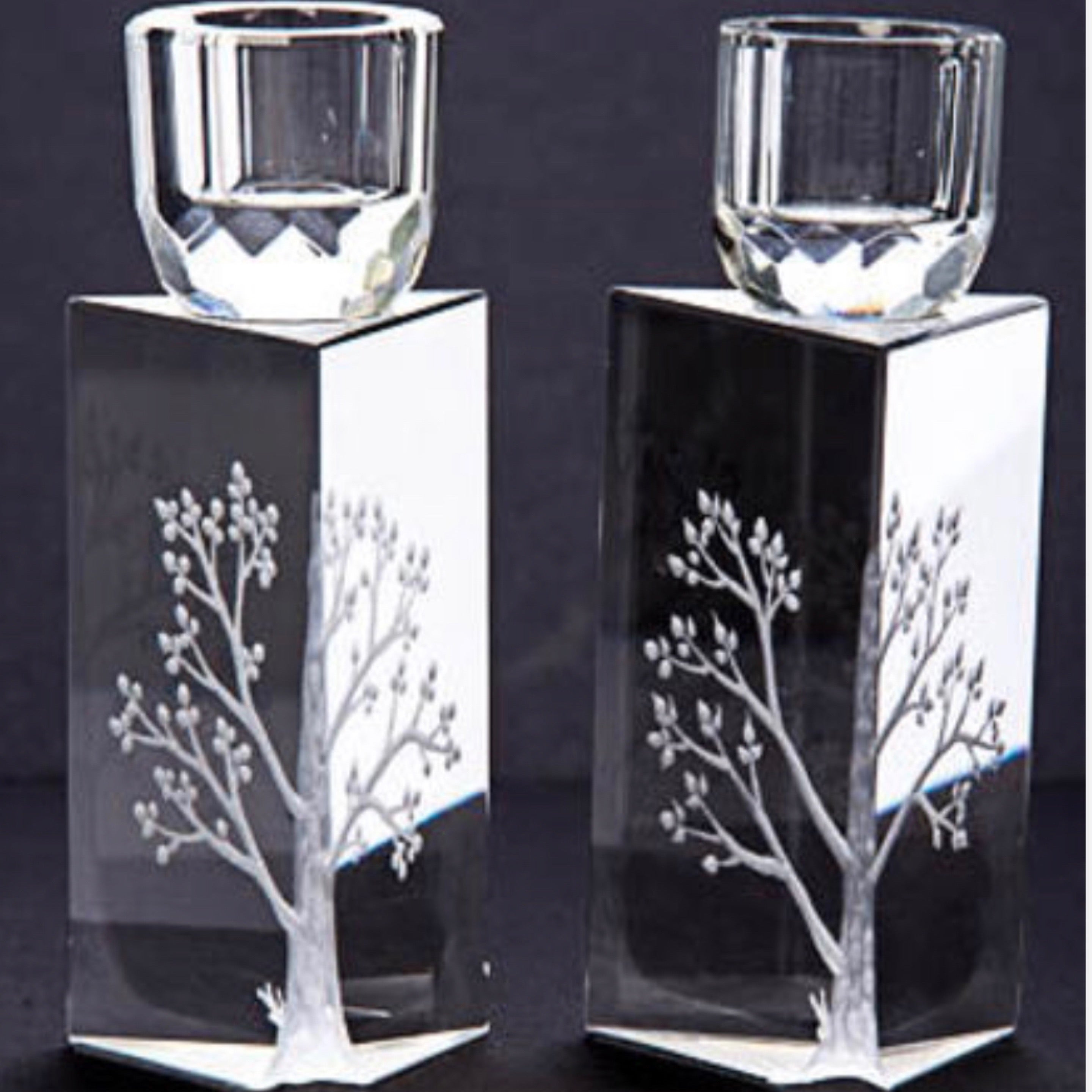 Tree of Life Crystal Candlesticks | Temple Beth Or Judaica Shop